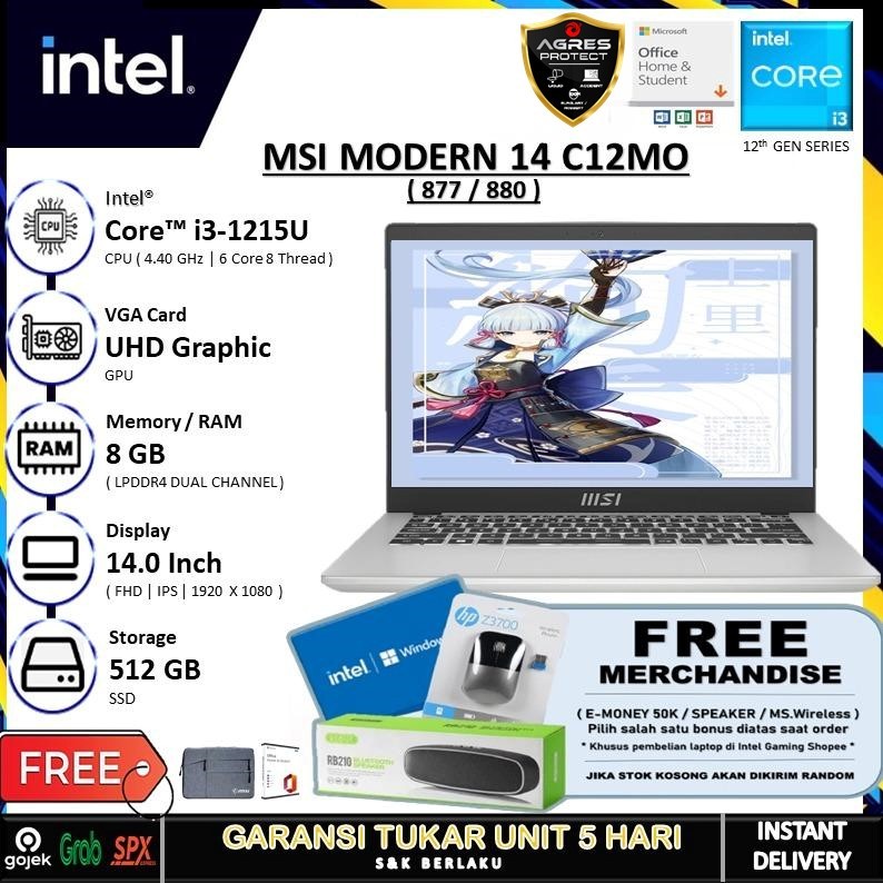Jual [INTEL FREE VOUCHER BELANJA] MSI MODERN 14 I5 1235 8GB 512GB W11 ...