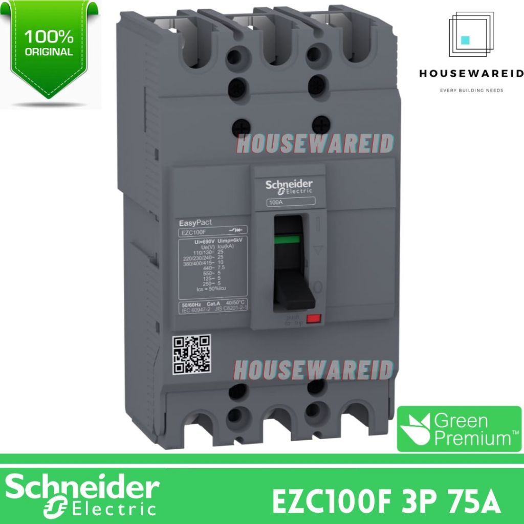 Jual MCCB 3p 75a Schneider EZC100F Original / Breaker MCCB 3 Phase 75 Ampere Schneider ...