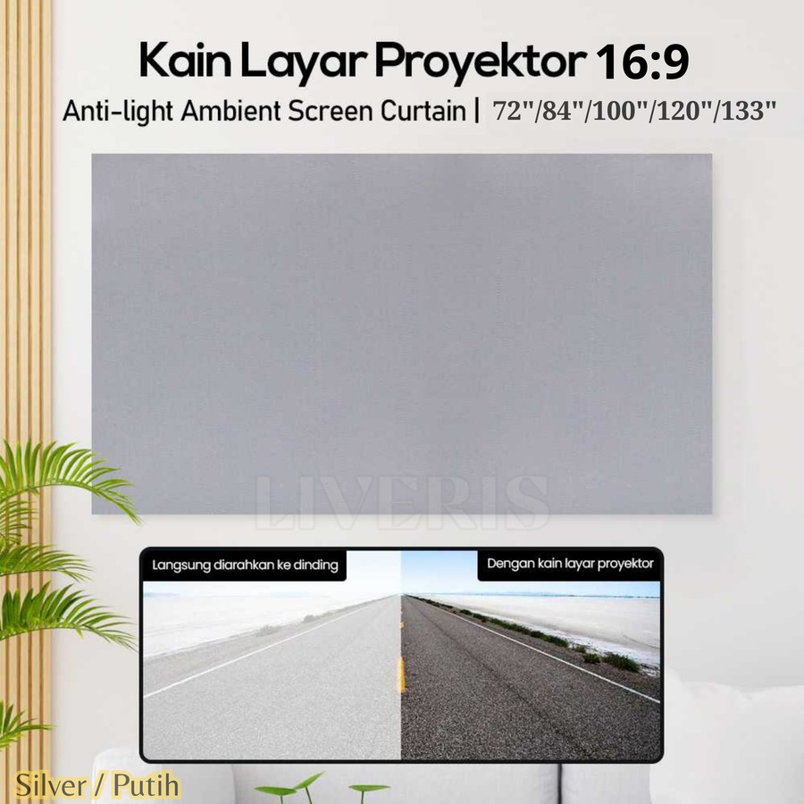 Jual Kain Layar Proyektor 16:9 Anti light Ambient Screen Curtain ...