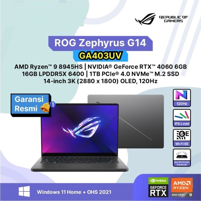 Jual ASUS ROG Zephyrus GA403UV R946OL7G-OM Ryzen 9 8945HS 16G 1TB ...