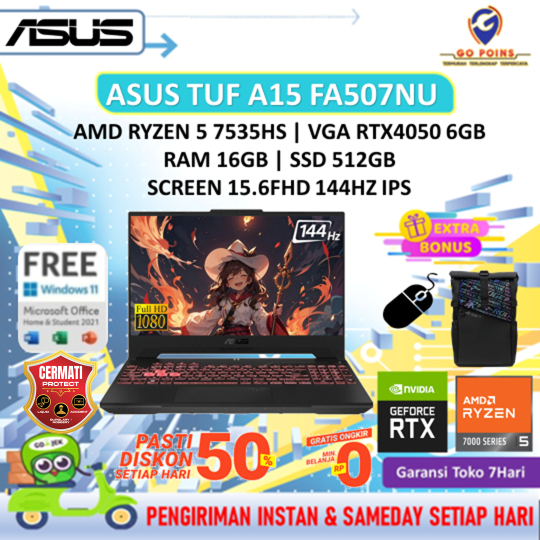 Jual ASUS TUF A15 FA507NU RTX4050 RYZEN 5 7535HS RAM 16GB SSD 512GB 15 ...