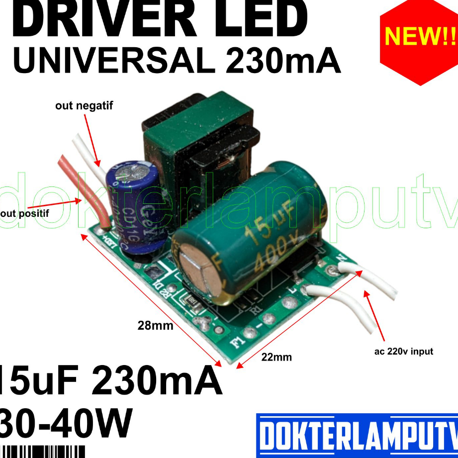 Jual DRIVER LED 20-40W 230MA 15UF UNTUK LED SMD HPL DLL | Shopee Indonesia