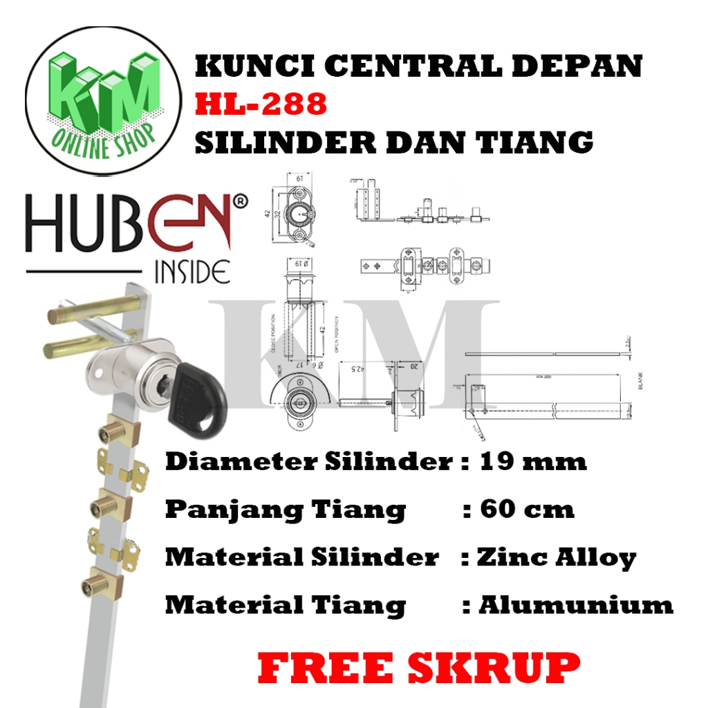 Jual Kunci Laci Sentral Central DEPAN Huben HL 288 Kunci Laci Meja Kantor Kunci Laci Tingkat ...