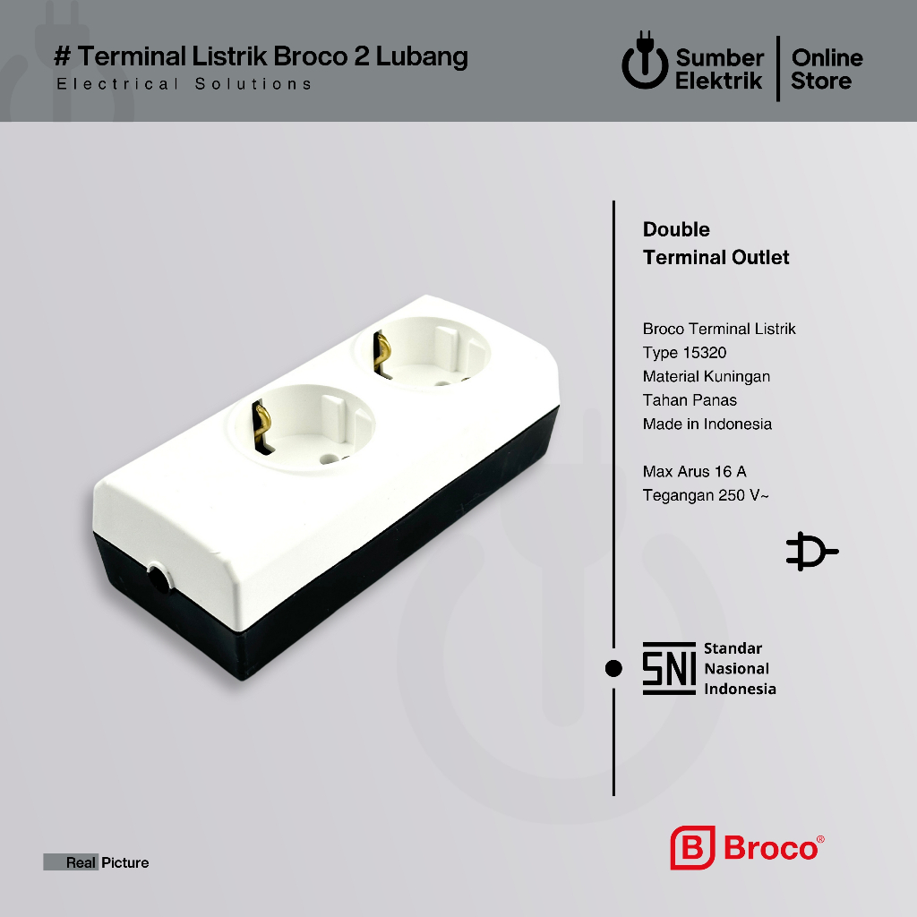 Jual Terminal Outlet Listrik Broco 2 Lubang Bahan Full Kuningan ...