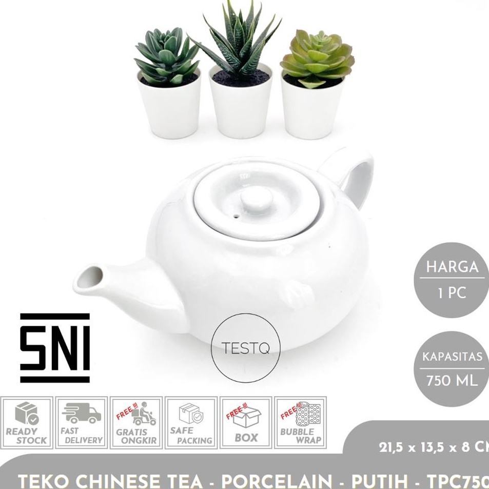 Jual Teko Poselen Chinese Tea Bulat 135 cm Putih 75 ml Teapot Tea Pot ...