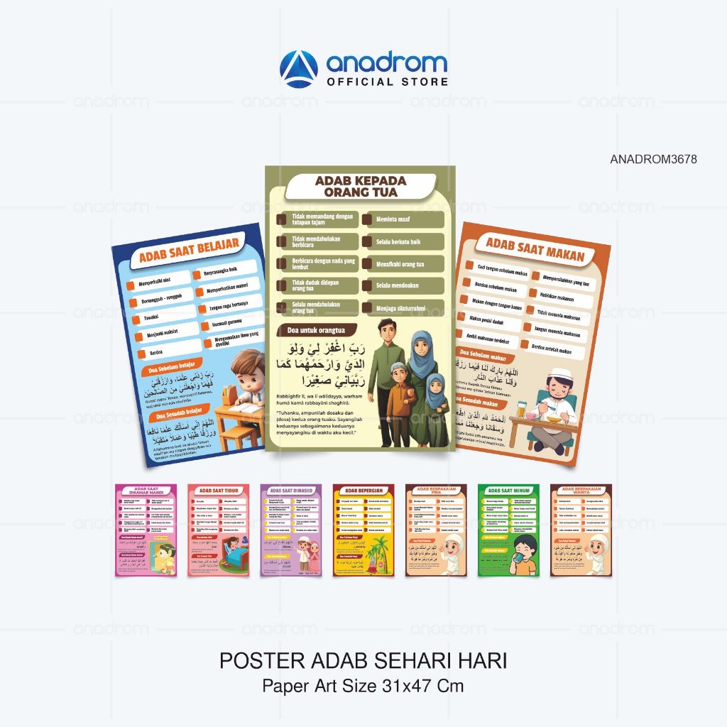 Jual Poster Adab Sehari Hari | Poster Edukasi Islamic Anak | Anadrom ...