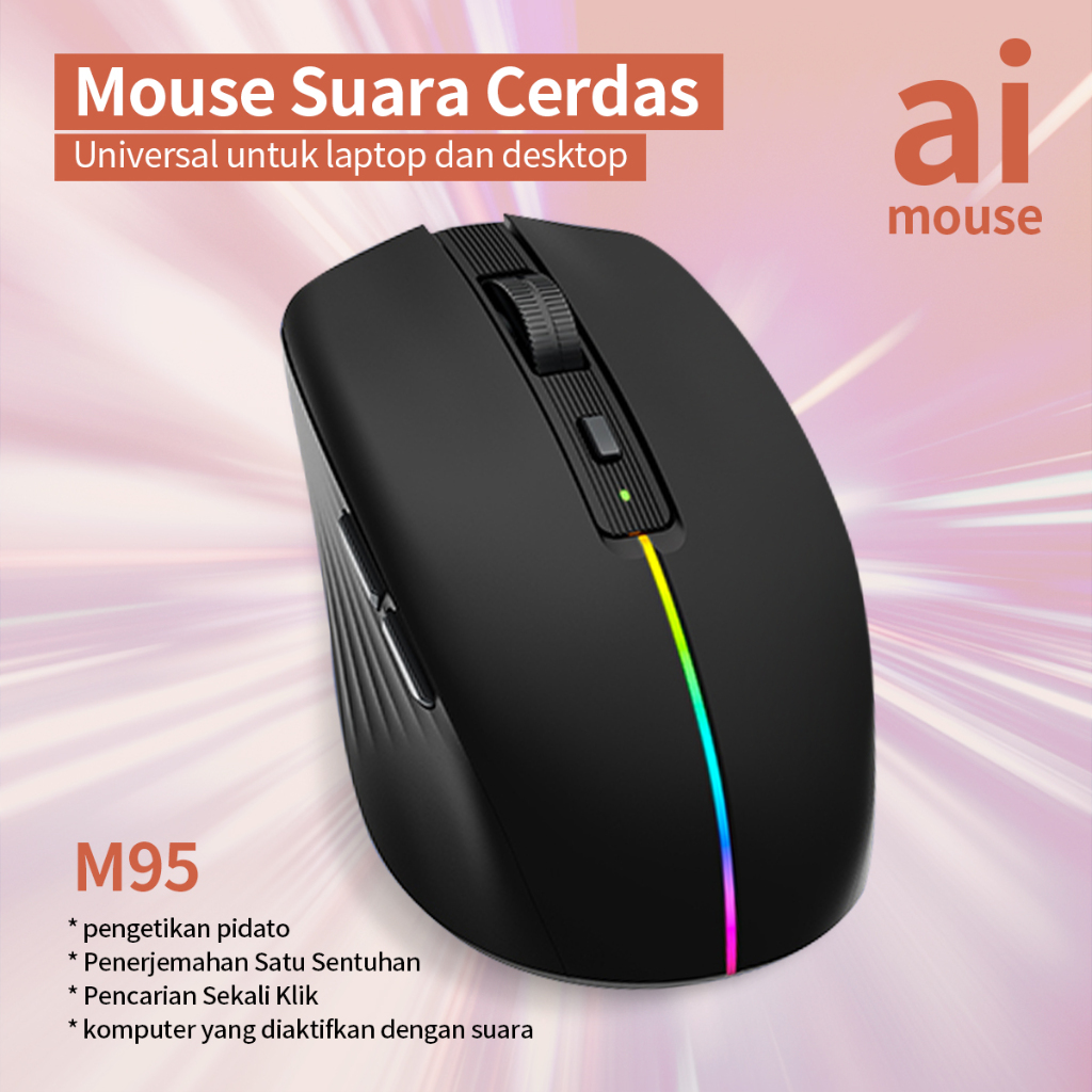 Jual MICLINK RULINK Mouse AI Cerdas Pengenal Suara-M95 Rechargeable ...