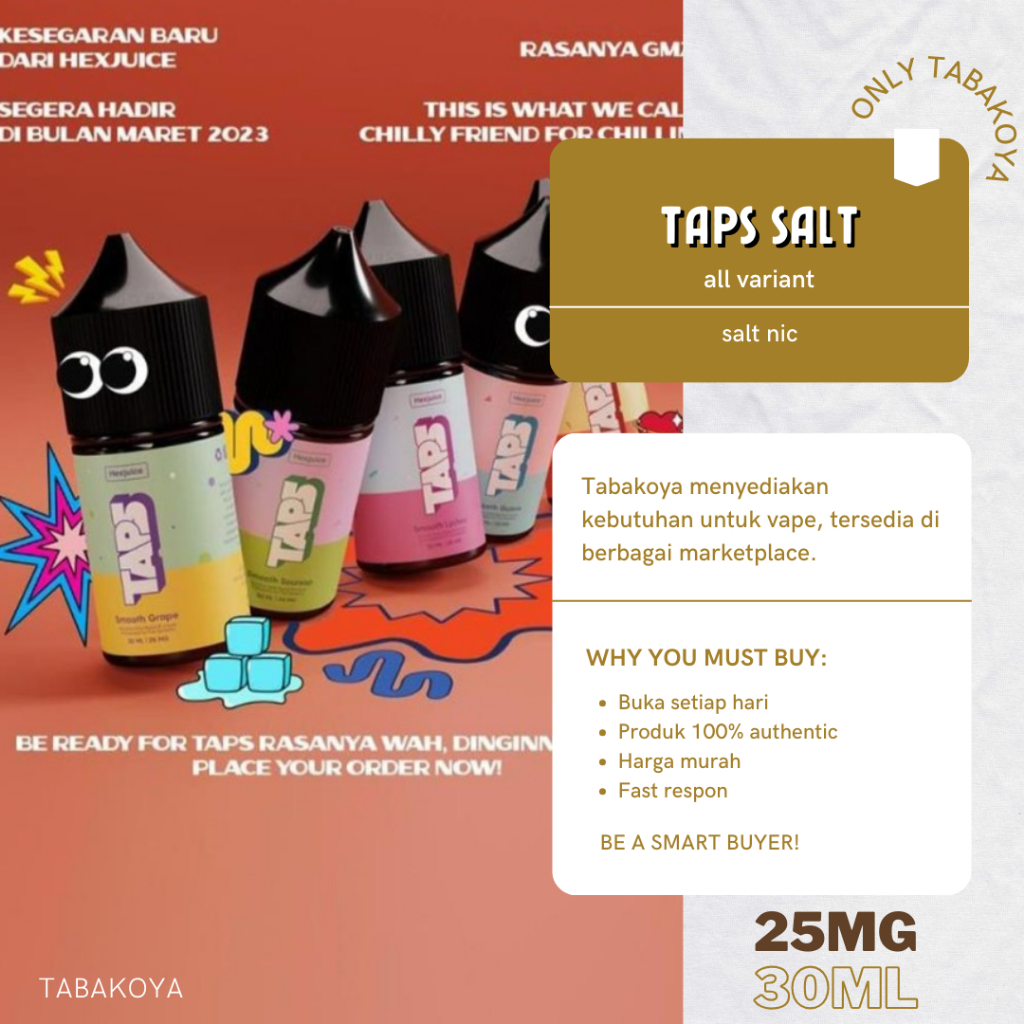 Jual Liquid TAPS Smooth Series Salt Nic 30ML Saltnic Pods DOSE by Hex ...