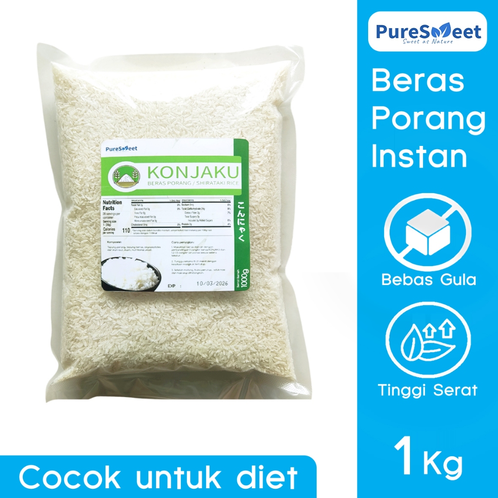 Jual PureSweet Beras Porang Instan 1 Kg - Shirataki Rice - Beras Diet ...