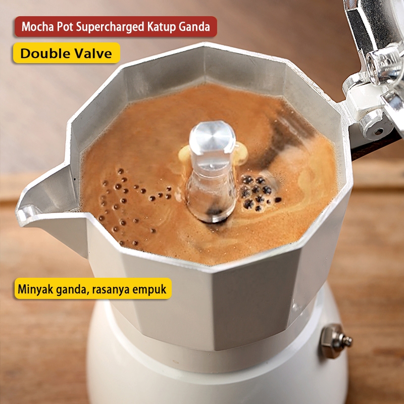 Jual Mocha Pot Double Valve Moca Pot Espresso Pot Mocha Supercharged ...