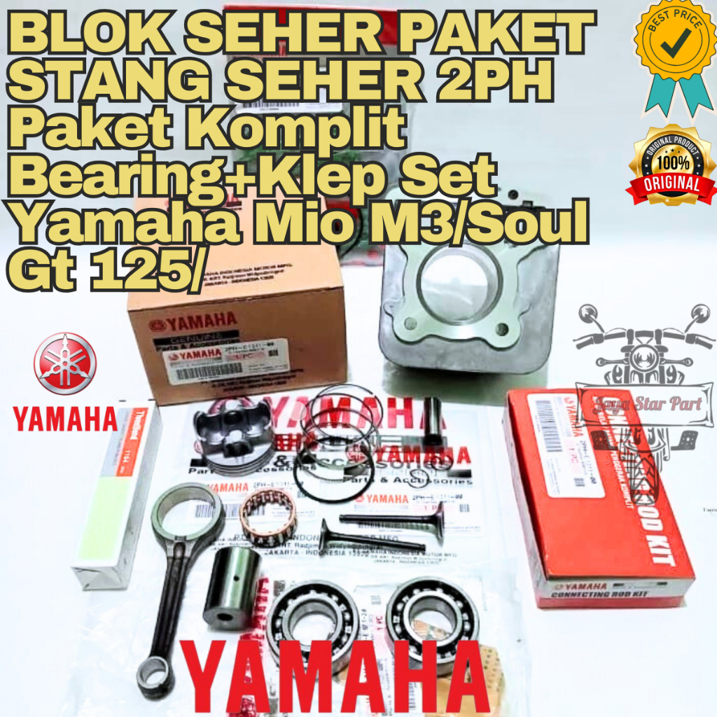 Jual ORI Blok Seher 2Ph+Stang Seher+Bearing+Klep Set Yamaha Mio M3/Soul Gt 125 | Shopee Indonesia