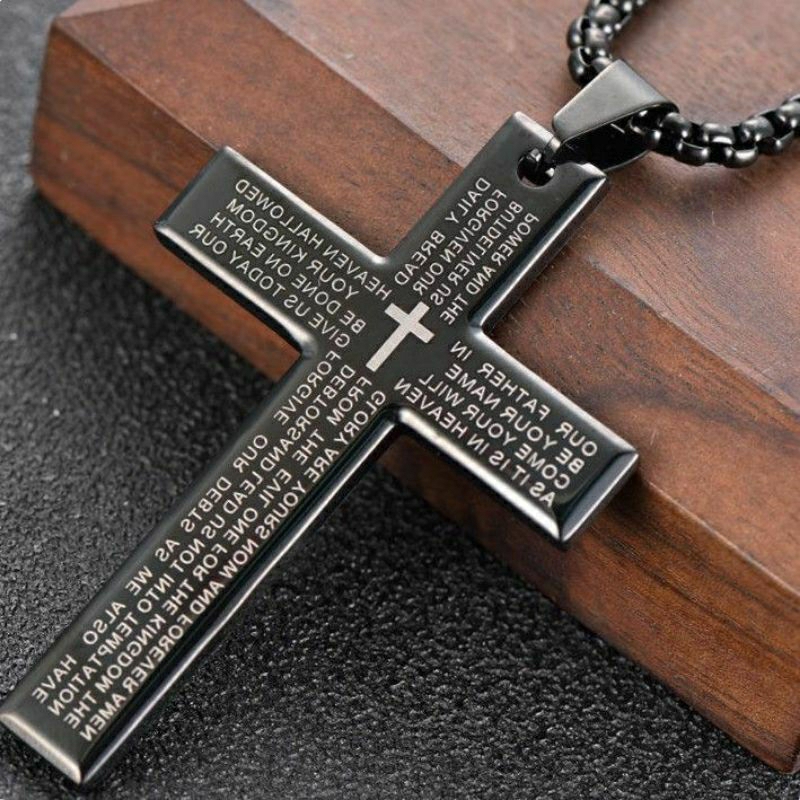 Jual Kalung Salib Titanium Grafir Doa Bapa Kami | Shopee Indonesia