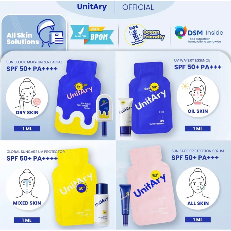 Jual [SAMPLE SACHET]UNITARY All Skins Sunscreen SPF 50+/PA++++ BPOM ...