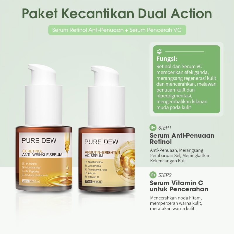 Jual PURE DEW -Essence 3x Retinol Serum Wajah Anti-age Serum 20ml With Niacinamide Brightening ...