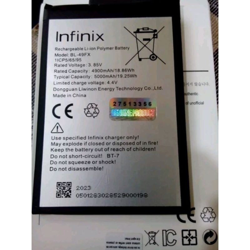 Jual Infinix BL-49FX BL-49GX Original 100% GENUINE Battery Batre ...