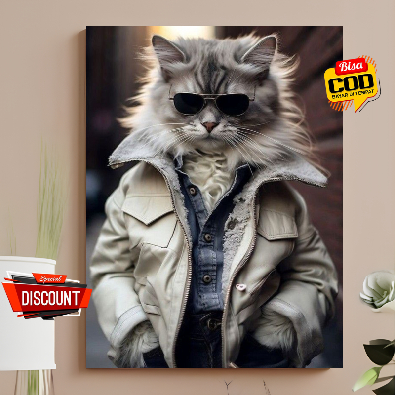 Jual Poster Kucing Lucu Berjaket Dan Kaca Mata Hiasan Dinding Aesthetic ...