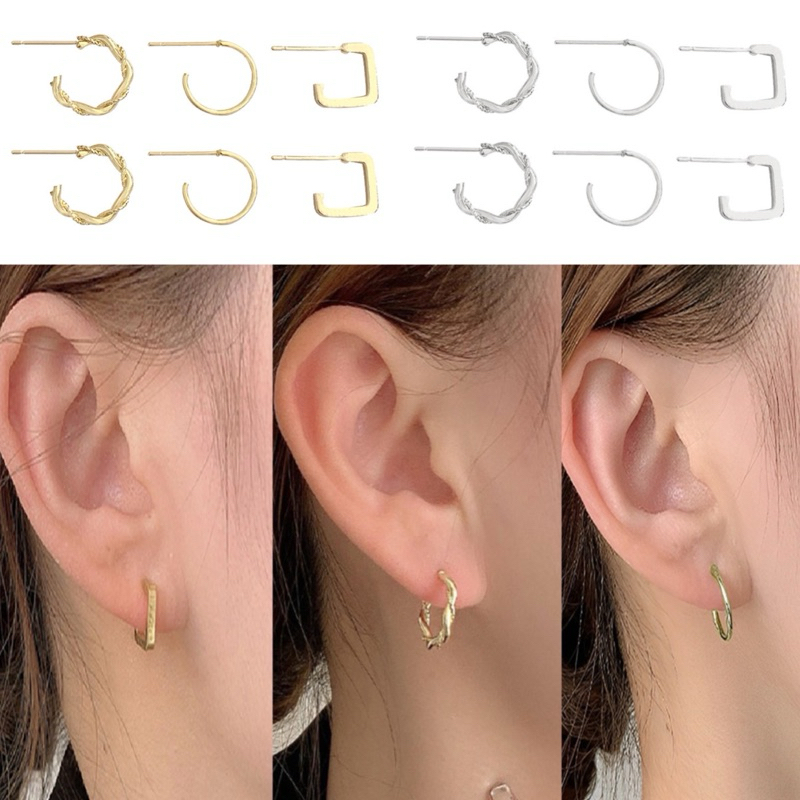 Jual Set (3 pasang) Anting Stud Geometri Oliver Series Earrings Anting ...