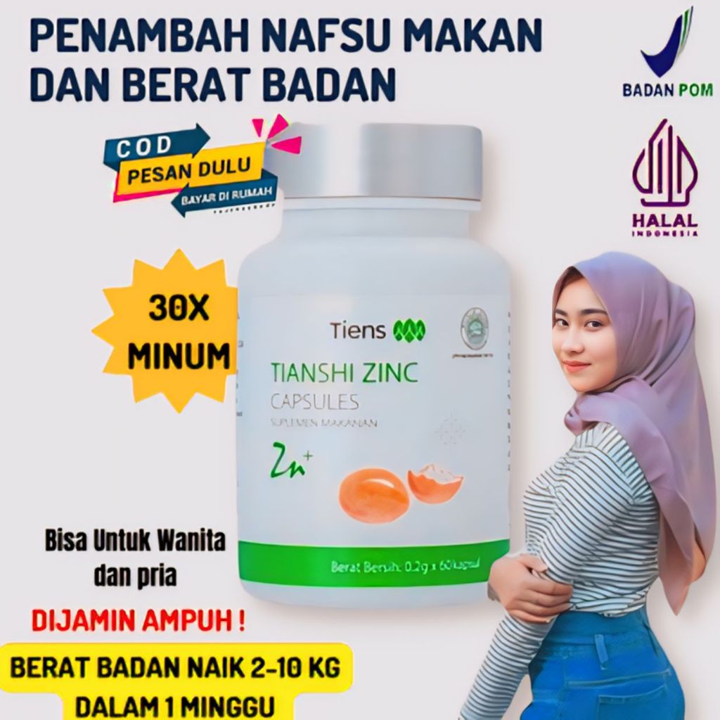 Jual Zinc Dewasa (40 kapsul 1 botol) Suplemen Penggemuk Badan Penambah ...