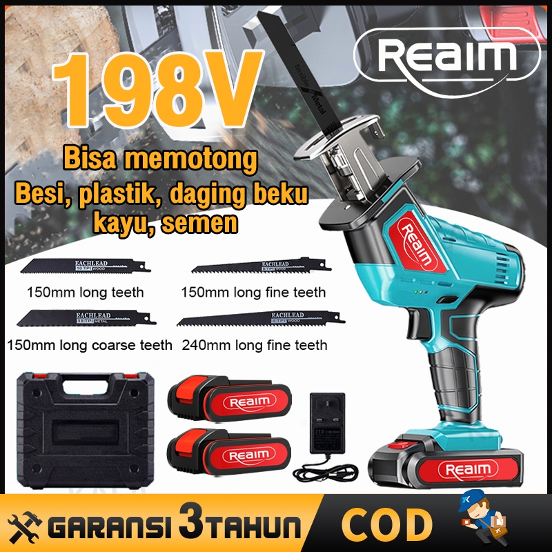 Jual Reaim Chainsaw Gergaji Rantai Gergaji Elektrik Mini Portable Genggam Lithium Charger ...