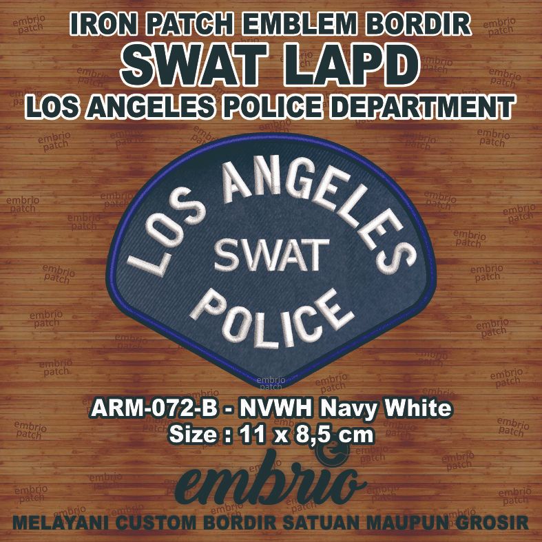 Jual ARM-072-B Patch SWAT LAPD Bordir Logo LOS ANGELES POLICE DEPARTMENT - NVWH Navy White ...