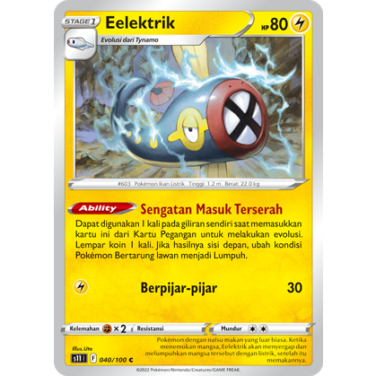 Jual POKEMON TCG INDONESIA EELEKTRIK S11 040/100 | Shopee Indonesia