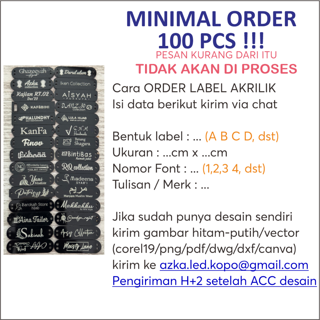 Jual Label akrilik Hitam Premium hijab kerudung baju rebranding ...