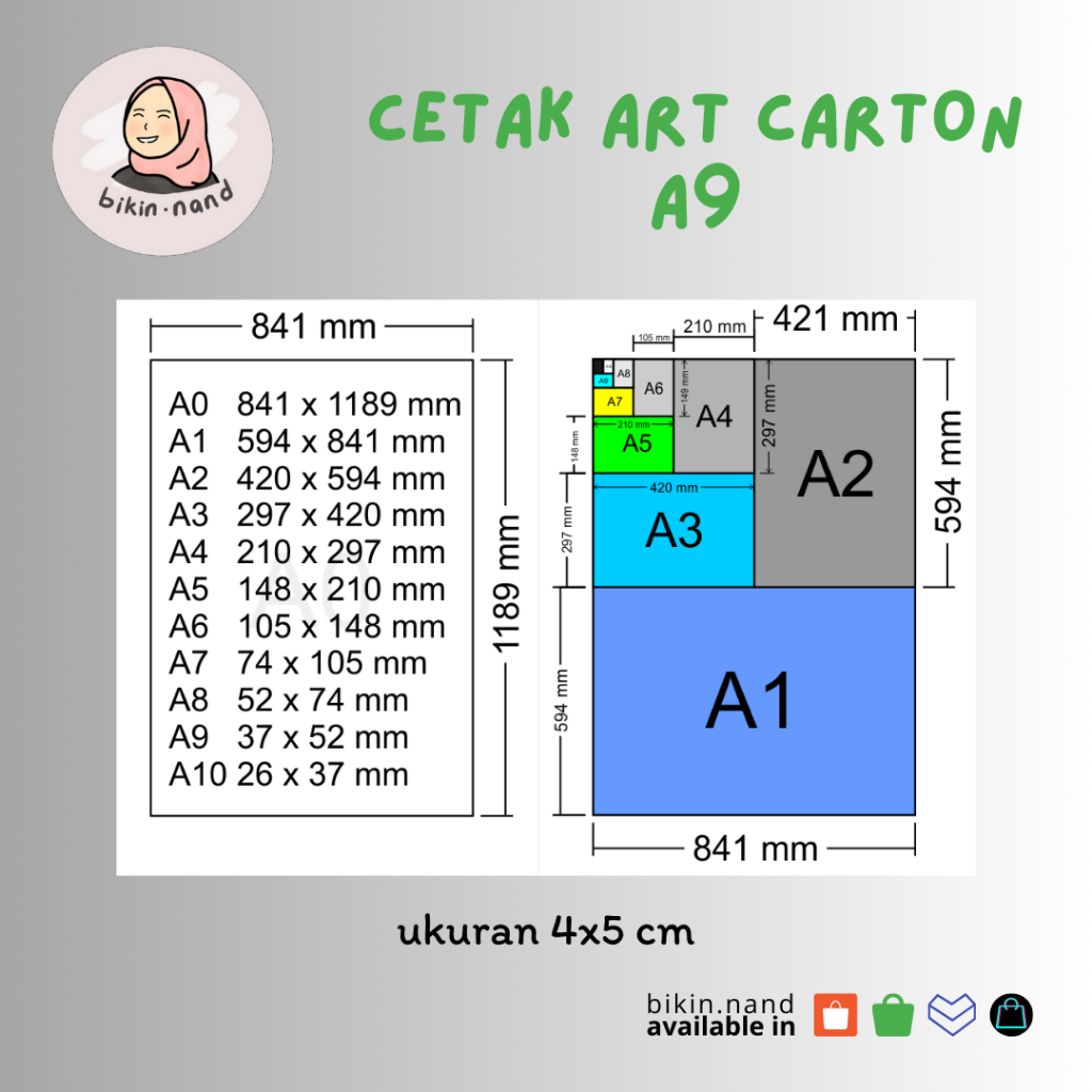 Jual Cetak Art Carton ukuran A9 (4x5 cm) | Shopee Indonesia
