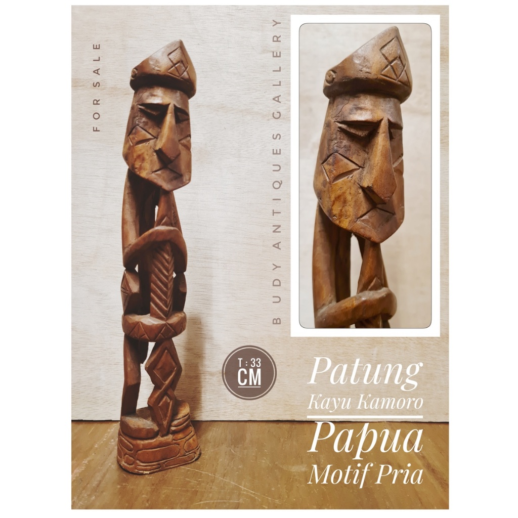 Jual Patung Totem Kayu Kamoro Papua Motif Pria | Shopee Indonesia