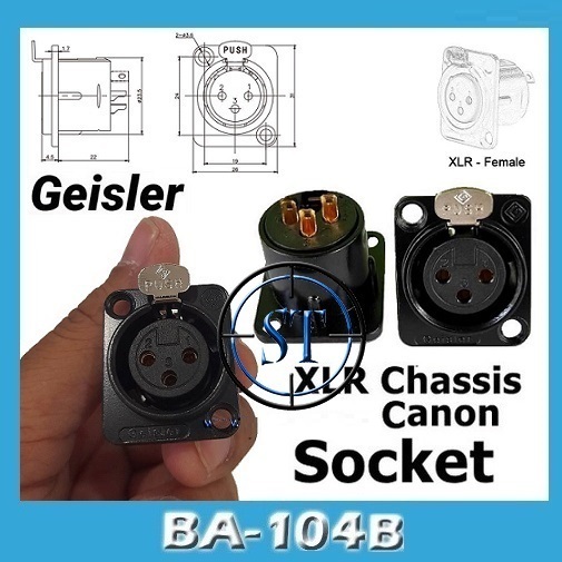 Jual Soket Canon Xlr Female Chassis 3 Pin Metal Silver Connector Jack ...