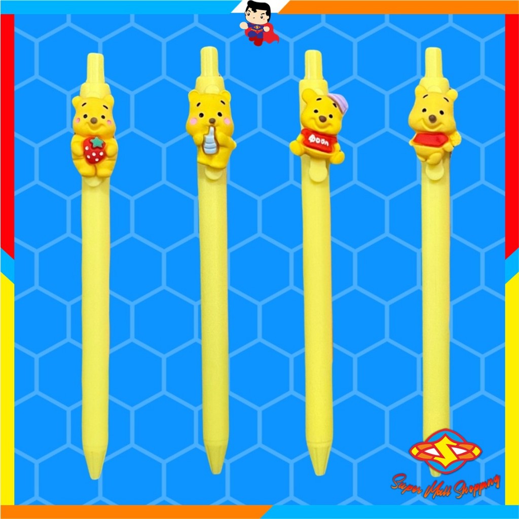Jual SMS Pulpen Bear Kuning Tinta Gel Cair Hitam Motif Animasi Kartun ...