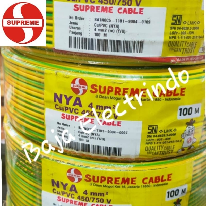 Jual KABEL GROUNDING NYA 4MM SUPREME ROLL 100M NYA 4 MM TUNGGAL | Shopee Indonesia
