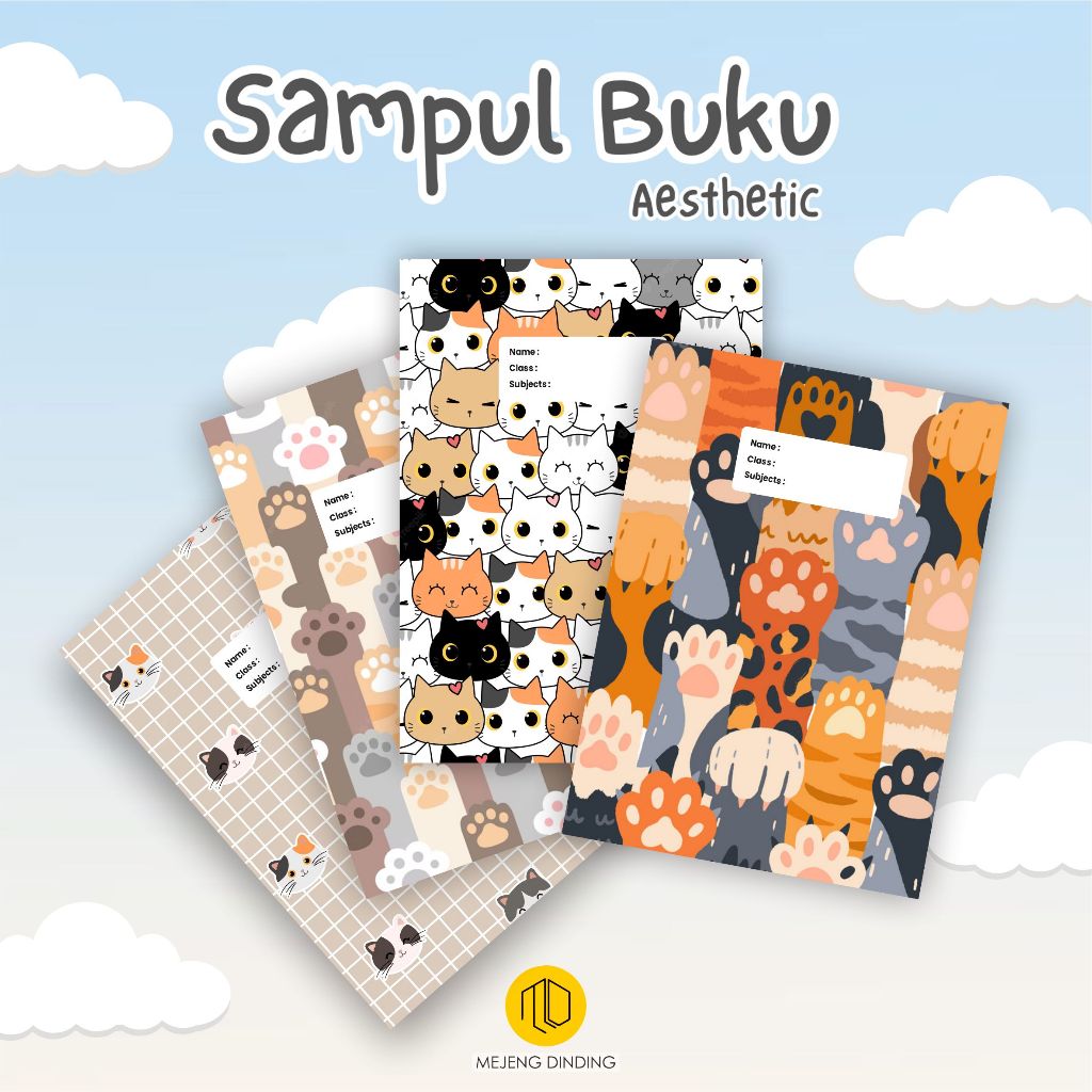 Jual SAMPUL BUKU AESTHETIC ISI 10 PCS / SAMPUL BUKU MOTIF KUCING CAT ...