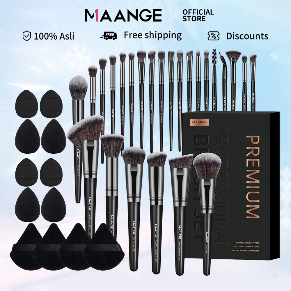 Jual MAANGE 25 Buah Set Kuas Rias dengan Kotak Penyimpanan + 4 Tetes ...