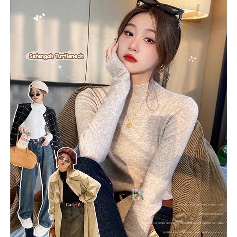 Jual LNR Shop Atasan Lengan Panjang Wanita Turtleneck Bahan Rajut Knit Import Premium Korean ...