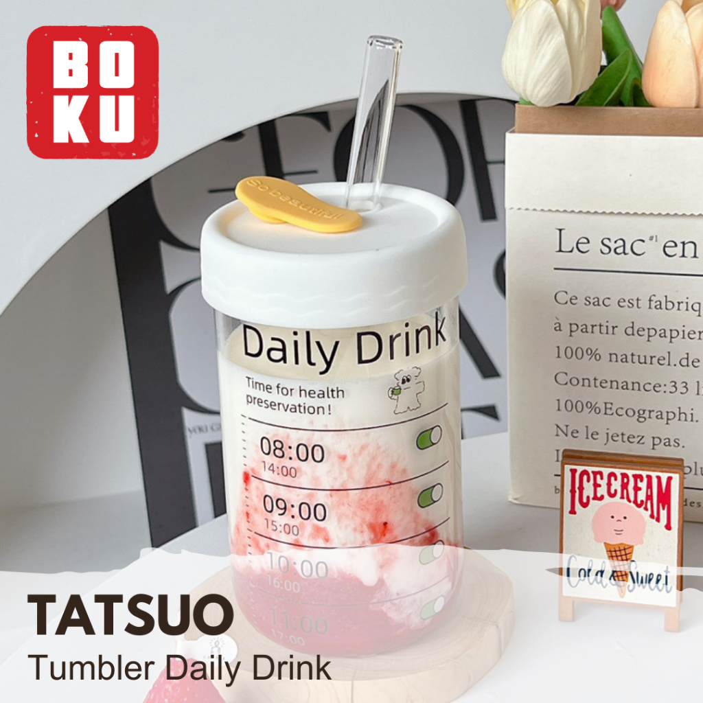 Jual |BOKU| TATSUO Botol Kaca Minuman Bening Tumblr Kaca Air Minum ...