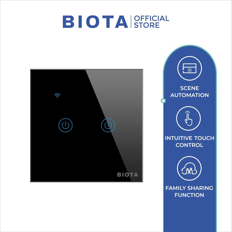 Jual BIOTA Smart Wall Switch 2 Gang / Saklar Seri - Wi-Fi IoT Home ...
