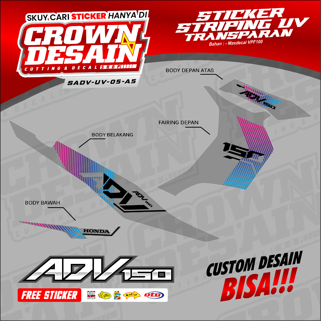 Jual Striping Transparan Honda ADV 150 Variasi Rainbow Malaysian SImpel ...