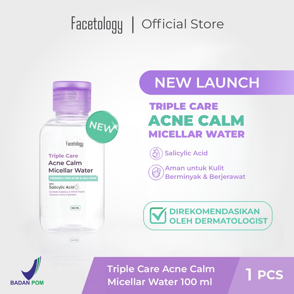Jual Facetology Triple Care Acne Calm Micellar Water 100ML Pembersih ...