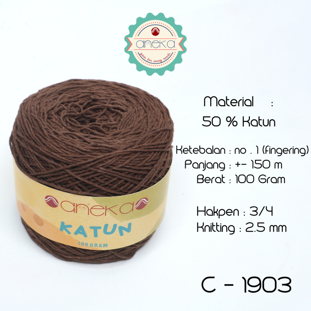 Jual ANEKA - Benang Rajut Katun Polos /Cotton Yarn - 1903 (Coklat Kopi ...
