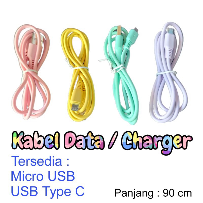 Jual Kabel Data / Charger Micro USB / Type C Warna Warni | Shopee Indonesia