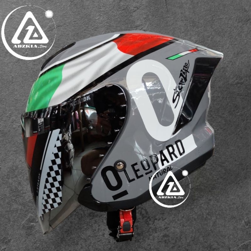 Jual HELM JS ARMOR MOTIF LEOPARD GREY GLOSS | HELM HALF FACE KEKINIAN ...