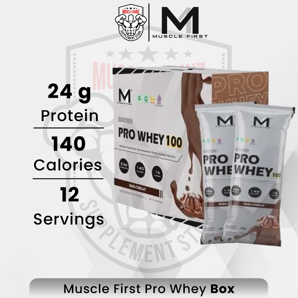 Jual M1 Muscle First Pro Whey Protein Sachet 10 & 12 Sachet Box Whey To ...