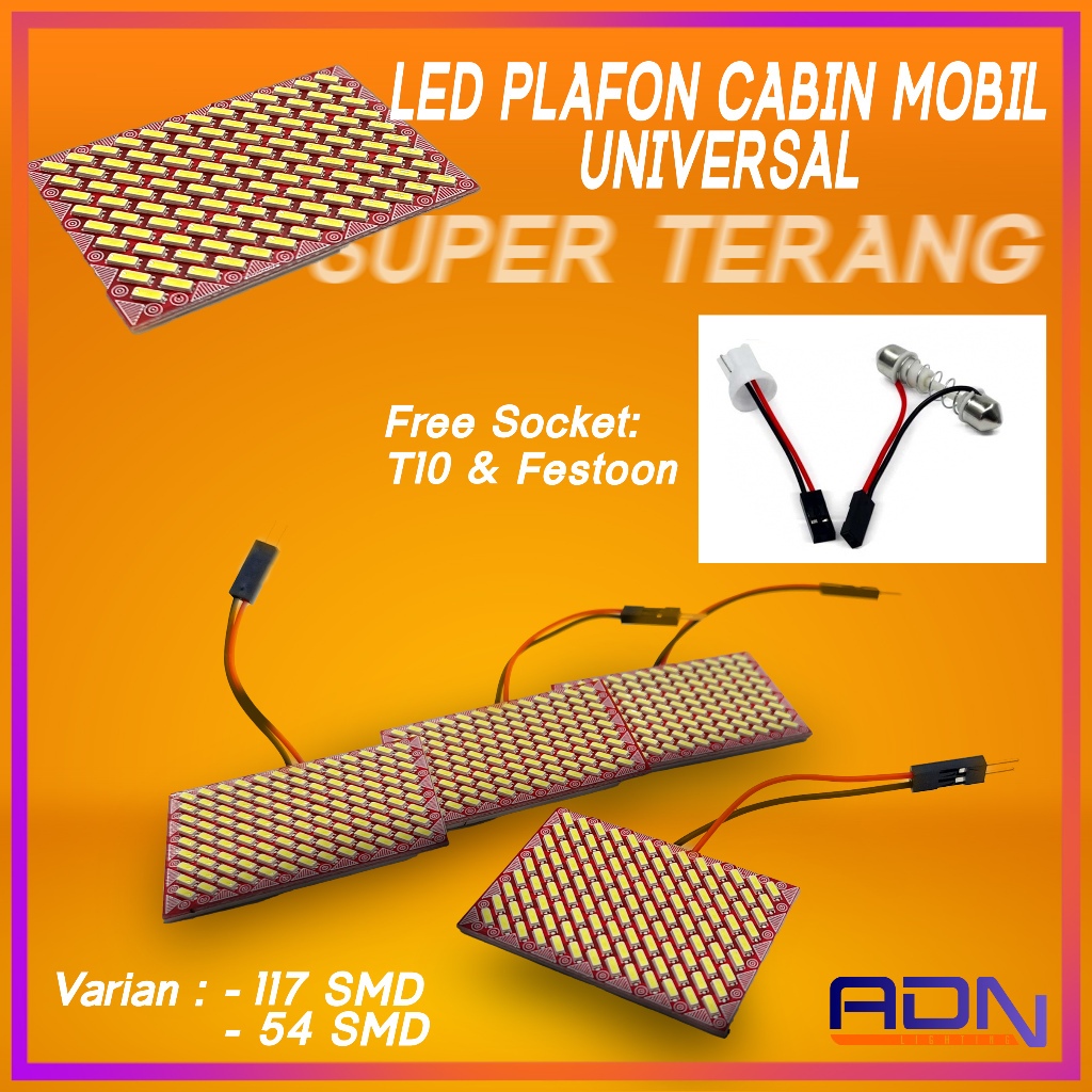 Jual LAMPU PLAFON KABIN MOBIL BATIK MERAH 4014 PREMIUM SMD 54LED 117LED ...