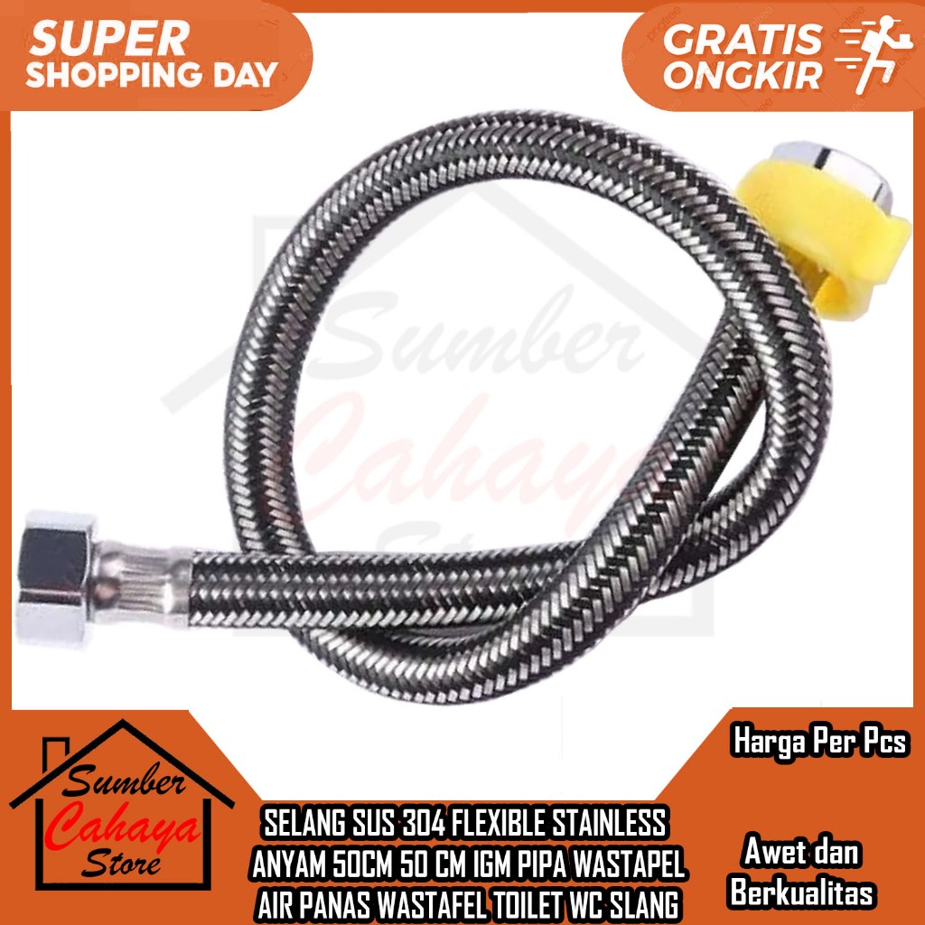 Jual Selang SUS 304 Flexible Stainless Anyam 50Cm 50 Cm IGM Pipa Air Panas Wastafel Wastapel ...