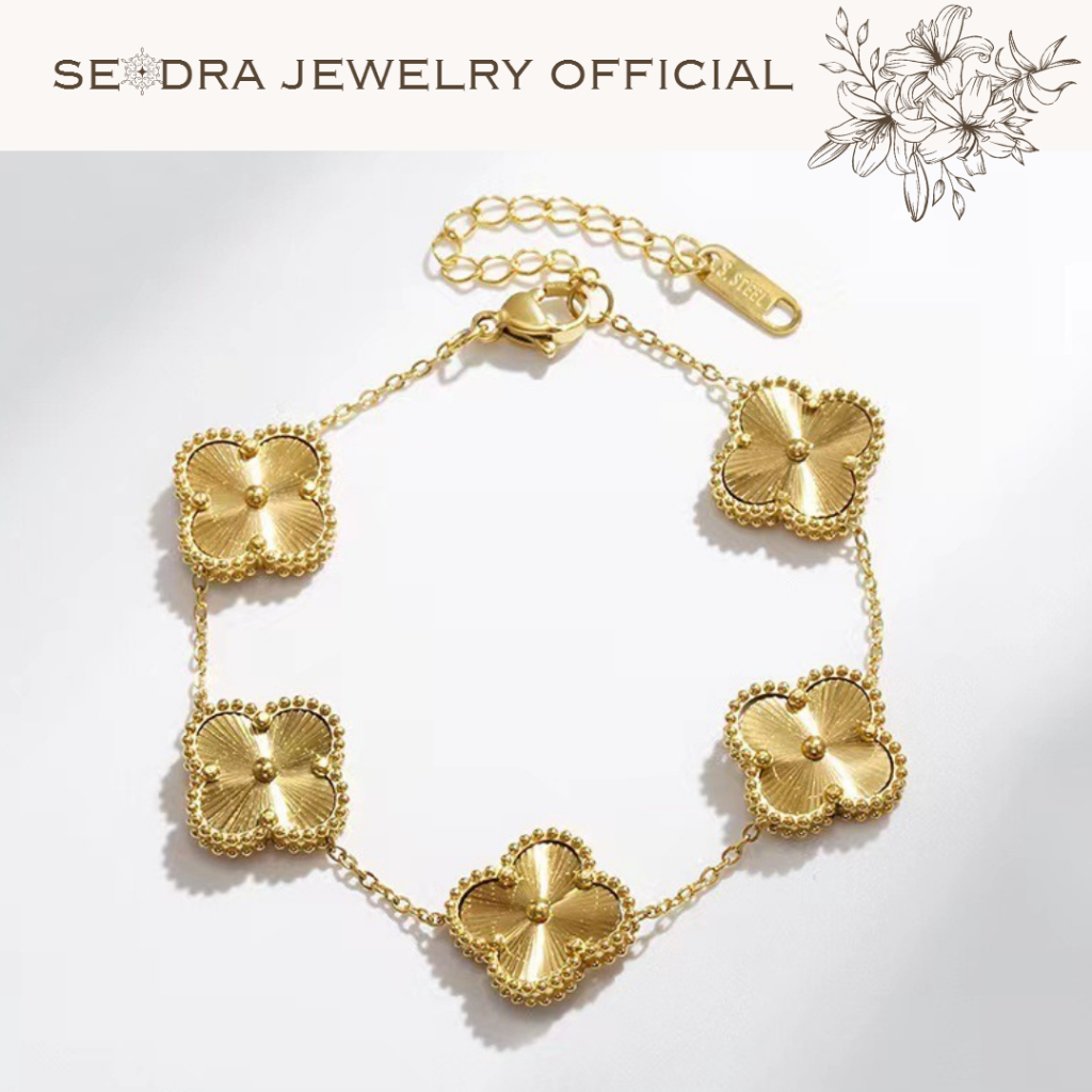 Jual SEODRA • Karen Bracelet Alhamdra 18K Gold Plated • Gelang Bunga ...