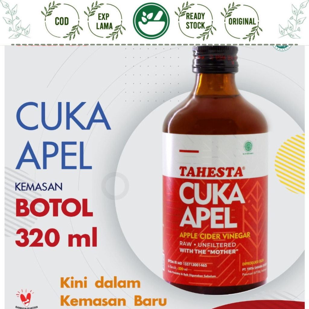 Jual CUKA APEL TAHESTA 320ML APPLE CIDER VINEGAR RAW UNFILTERED WITH ...
