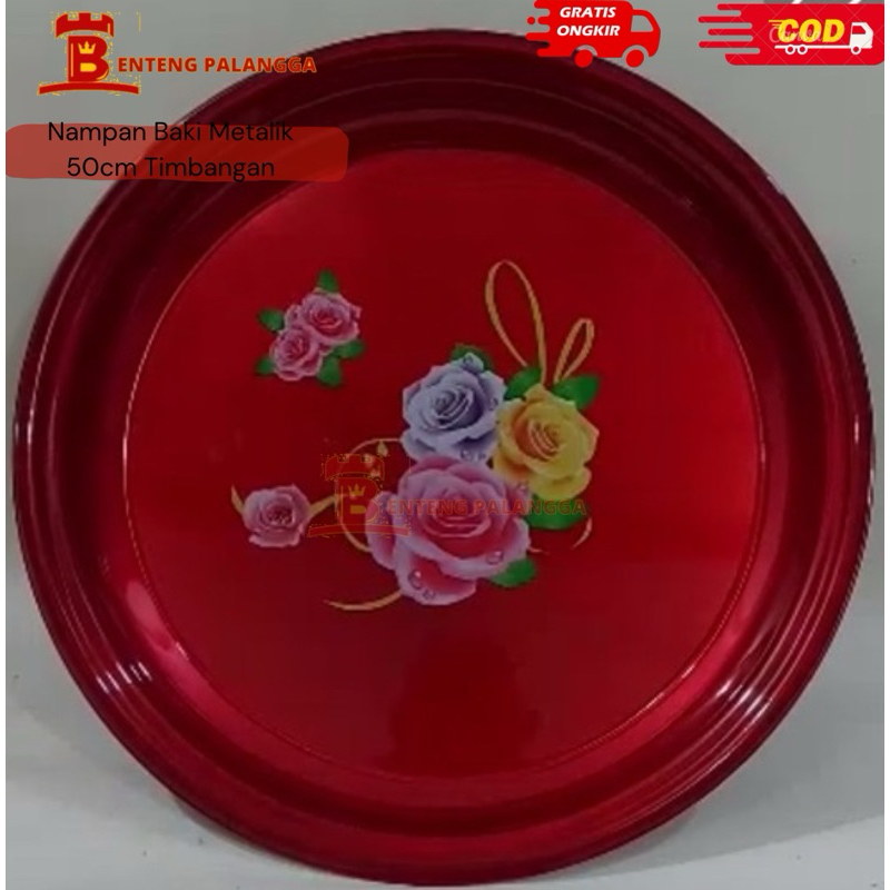 Jual Nampan/Baki/Talam 50CM Metalik Merah dan Putih Motif | Shopee ...