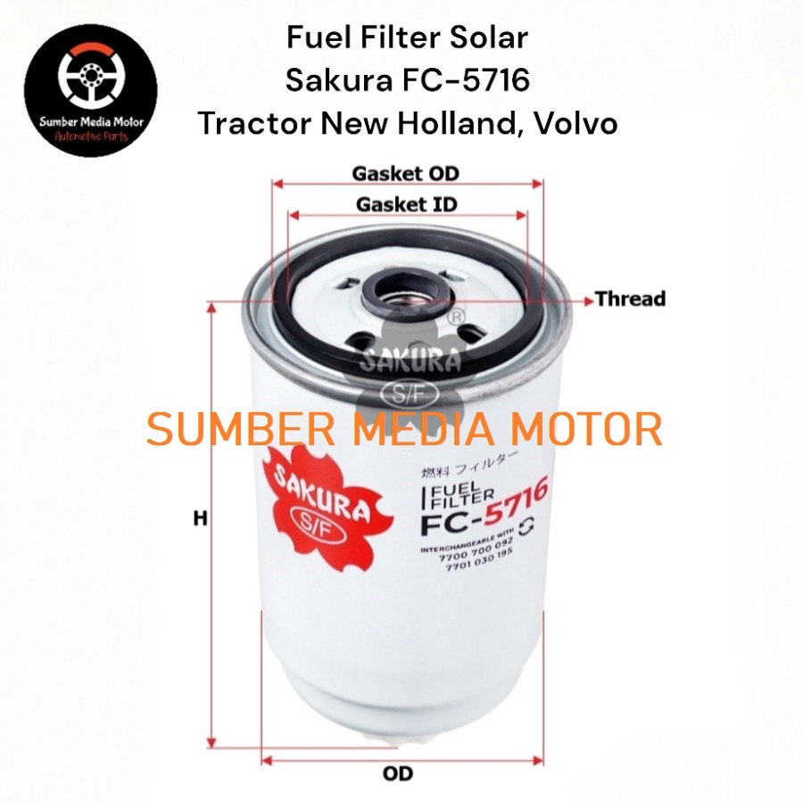 Jual Sakura Fuel Filter Solar FC-5716 Tractor New Holland, Volvo ...