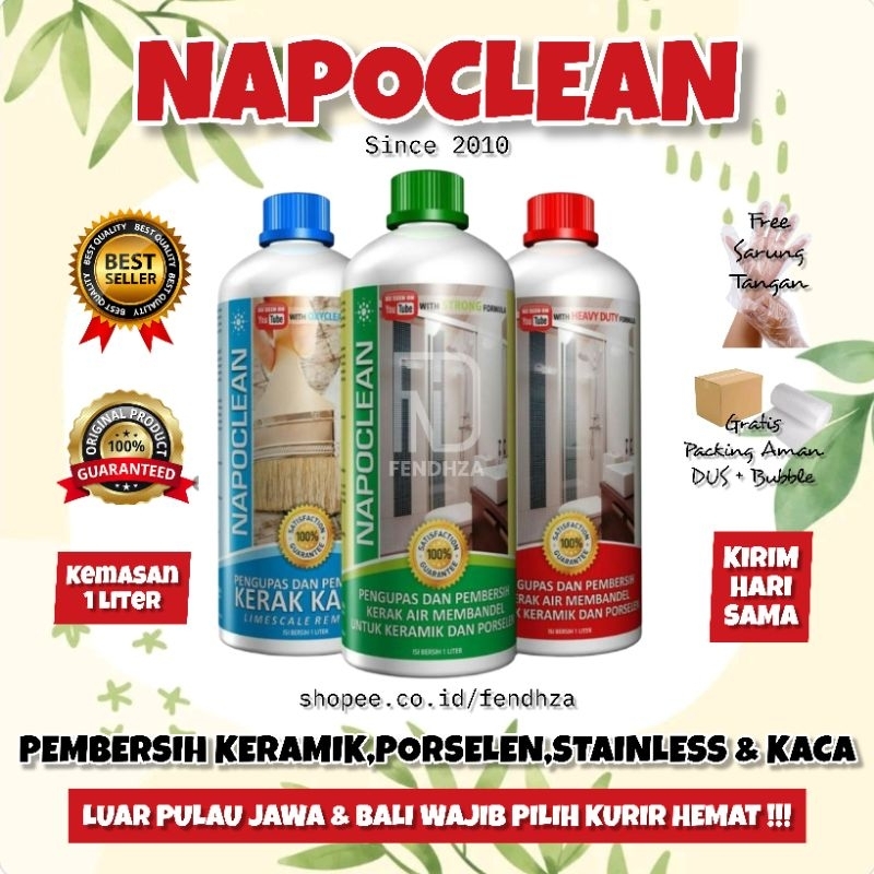 Jual 1 Botol / 1 Liter Napoclean Pembersih Kerak Keramik Kamar Mandi ...