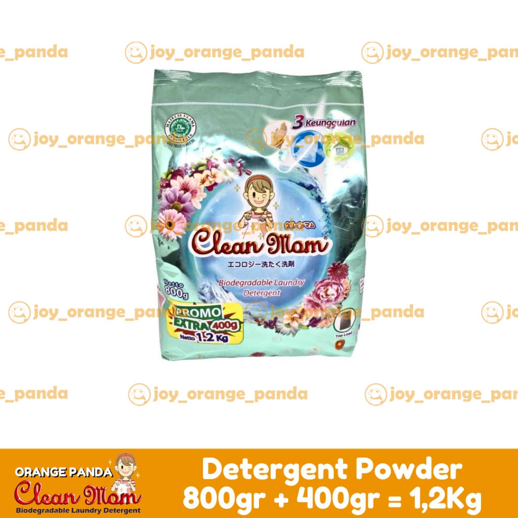Jual Clean Mom Detergent 1,2kg - Deterjen Bubuk 800g + 400g Top Load ...
